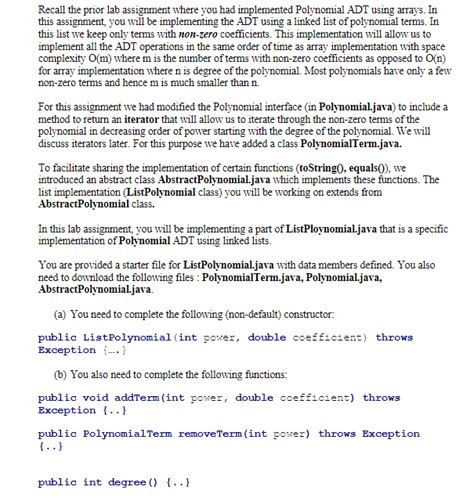 Solved PolynomialTerm Java Public Class PolynomialTerm Chegg