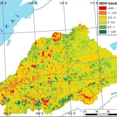 Map Of Ndvi Trends Of The Uda River Basin Download Scientific Diagram