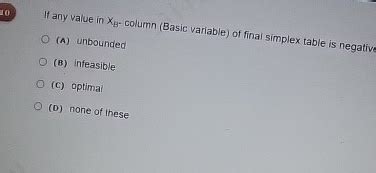 Solved If Any Value In XB Column Basic Variable Of Chegg Com