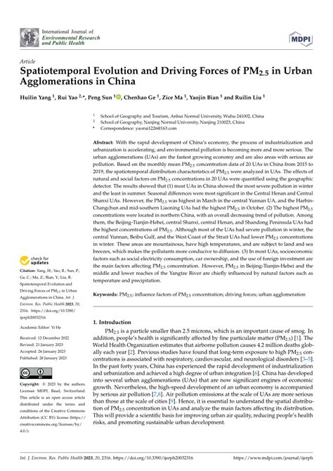 Pdf Spatiotemporal Evolution And Driving Forces Of Pm2 5 In Urban Agglomerations In China