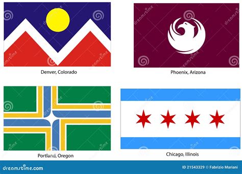 Usa City Flags Set Stock Vector Illustration Of America 21543329