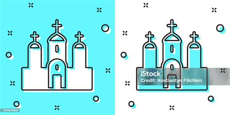 녹색과 흰색 배경에 고립 된 검은 줄 교회 건물 아이콘 기독교 교회 교회의 종교 임의동적 모양 벡터 0명에 대한 스톡 벡터 아트 및 기타 이미지 Istock