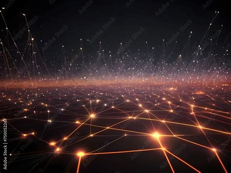 Pulsating Particles Futuristic Plexus Tech Background Digital Matrix Hi Tech Dot Line