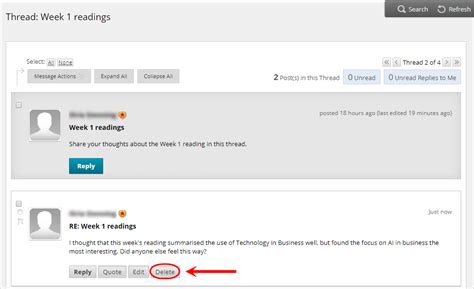 Delete Threads And Editdelete Replies Original Elearning University Of Queensland