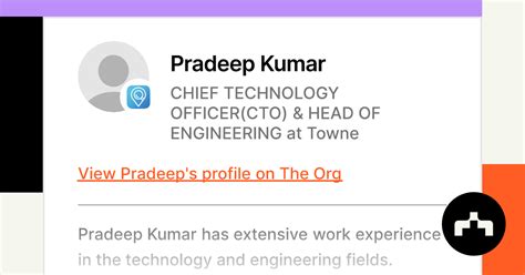 Pradeep Kumar Chief Technology Officer Cto And Head Of Engineering At Towne The Org
