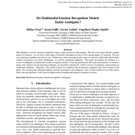 Do Multimodal Emotion Recognition Models Tackle Ambiguity Acl Anthology