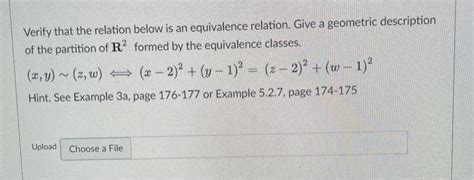 Solved Verify That The Relation Below Is An Equivalence