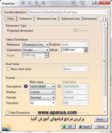 تنظیمات اندازه گذاری در کتیا در دو محیط اسکچر و نقشه کشی
