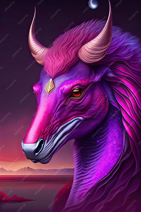 Premium Ai Image A Purple Bull With A Purple Head And Horns Is Shown
