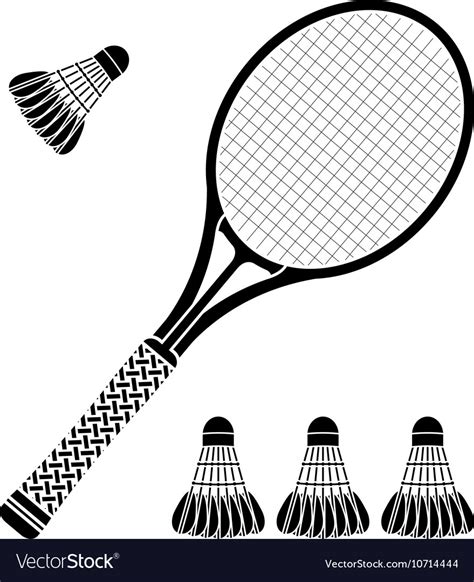 Stencil Racket And Badminton Shuttlecocks Vector Image