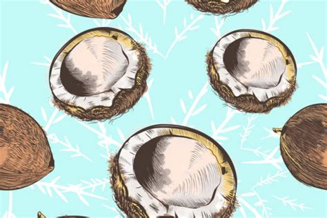 Coconut Vector Pattern On Blue Graphic By Fleurartmariia Creative Fabrica