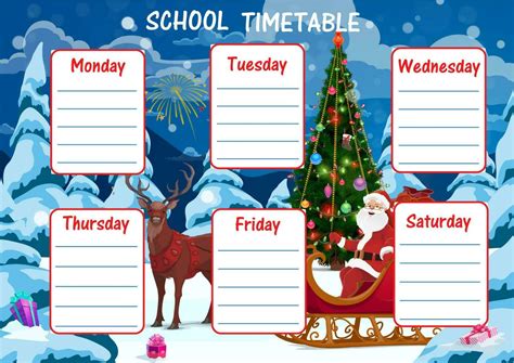 Education School Timetable Cartoon Santa Claus 23541990 Vector Art At