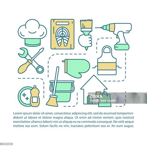 홈 서비스 문서 페이지 벡터 템플릿입니다 청소 요리 수리 브로셔 잡지 선형 아이콘과 텍스트 상자소책자 디자인 요소 인쇄 디자인