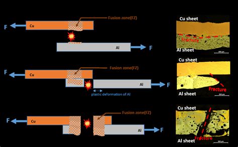 Cross Sectional View Of Cu Al Joint With Schematic And Micrograph