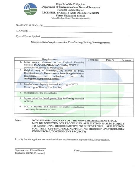 Denr Tree Cutting Reqs List Pdf