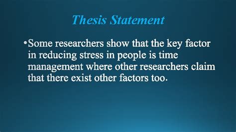 Educ 1100 Stress Management Thesis Statement Contents Overview