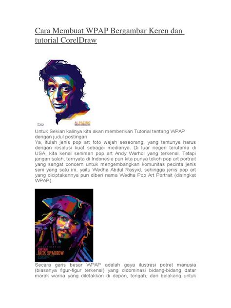 PDF Cara Membuat WPAP Bergambar Keren Dan Tutorial CorelDraw DOKUMEN TIPS
