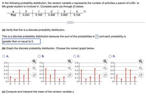 Solved In The Following Probability Distribution The Random Chegg Com
