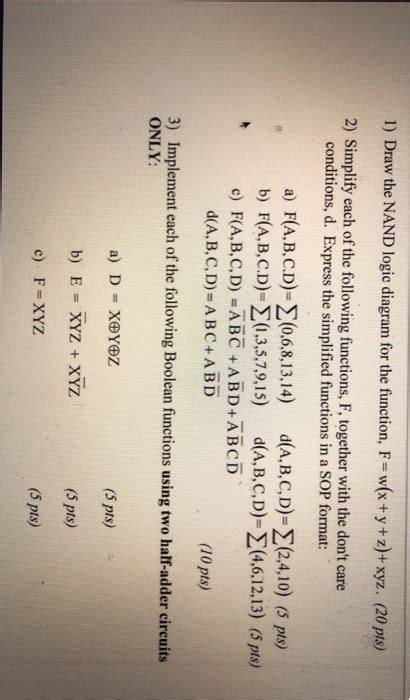 Solved 1 Draw The NAND Logic Diagram For The Function Chegg Com