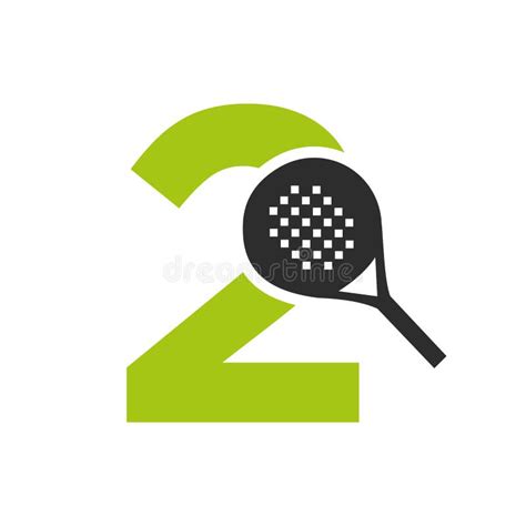 Letter 2 Padel Racket Logo Design Vector Template Beach Table Tennis Club Symbol Stock Vector
