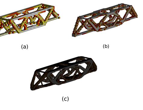 comparing optimized 3d topologies for the mbb beam problem using three