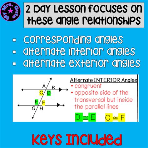 parallel lines and transversals math notes and exit questions print or