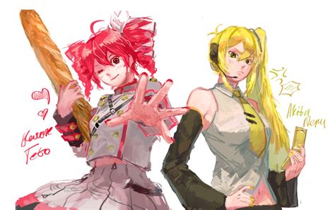 The Big Imageboard Tbib 2girls Ahoge Akita Neru Antenna Hair Artist