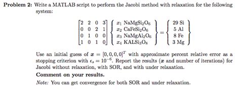 Solved Problem Write A MATLAB Script To Perform The Chegg Com
