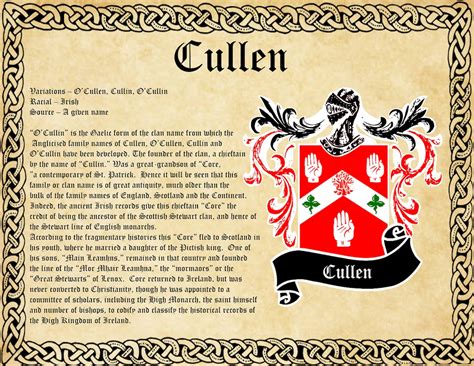 Cullen Coat Of Arms Vintage Poster Etsy