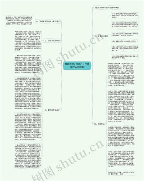 盐城市 Xx 房地产公司隐瞒收入偷税案思维导图编号p8094782 Treemind树图