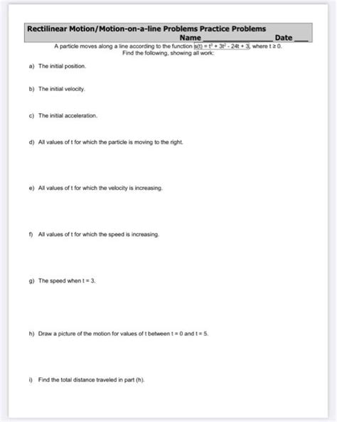 Solved Rectilinear Motion Motion On A Line Problems Practice Chegg Com