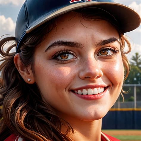 Premium Photo Woman Playing Softball Baseball In Field Team Sports