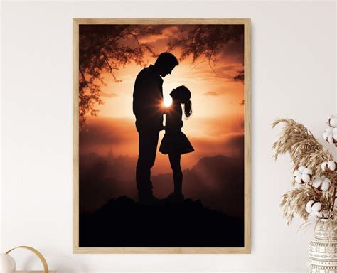 Dad And Daughter Silhouette Art Print Fathers Day T Etsy Uk