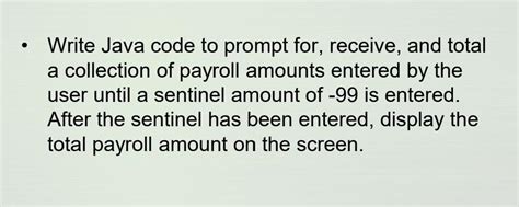 Solved Write Java Code To Prompt For Receive And Total A