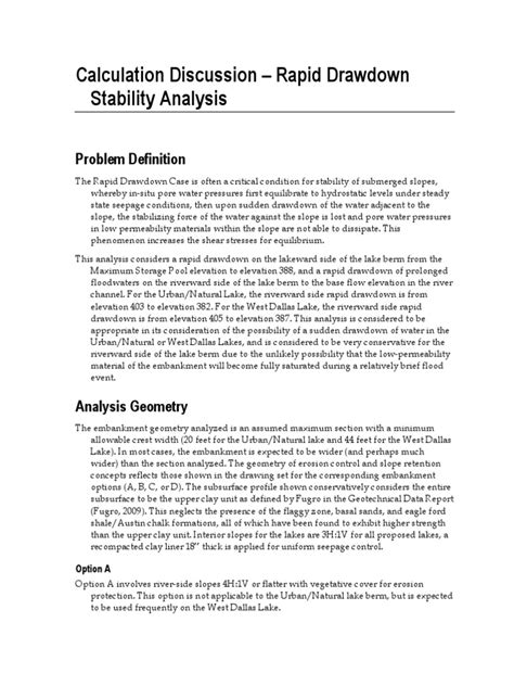 calculation discussion rapid drawdown pdf geotechnical