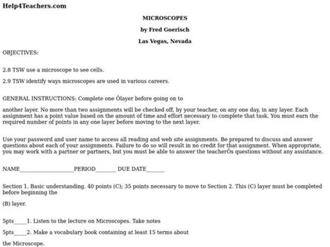 Microscopes Lesson Plan For 7th 9th Grade Lesson Planet