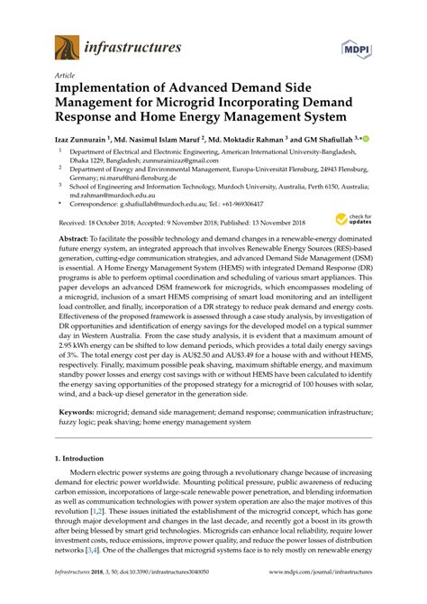 Pdf Implementation Of Advanced Demand Side Management For Microgrid