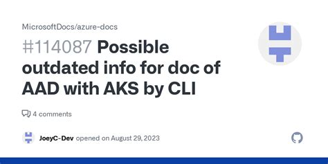 Possible Outdated Info For Doc Of Aad With Aks By Cli · Issue 114087 · Microsoftdocsazure Docs