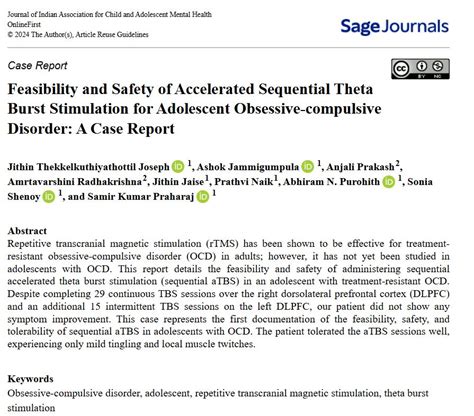 Our Research On Accelerated Tms For Ocd Jithin T Joseph Posted On The Topic Linkedin