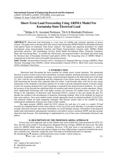 Short Term Load Forecasting Using Arima Model For Karnataka State