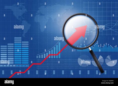 Concept Of The Economic Growth With Chart And Magnifying Glass Stock