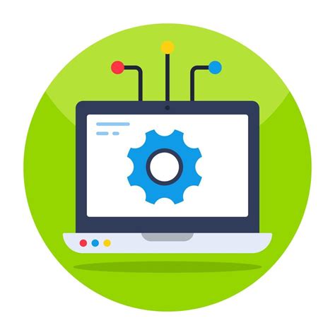 gear inside laptop icon of system development 9781507 vector art at