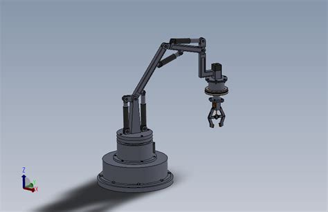 四自由度工业机械手设计带三维二维加说明 Solidworks 模型图纸下载 懒石网