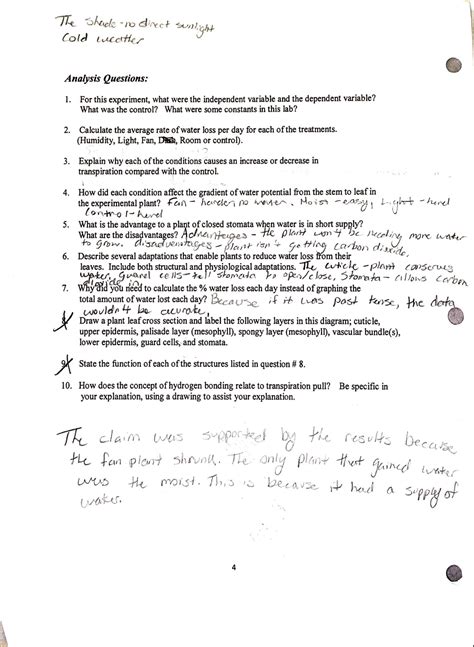 Lab Analysis Questions Analysis Questions 1 For This Experiment