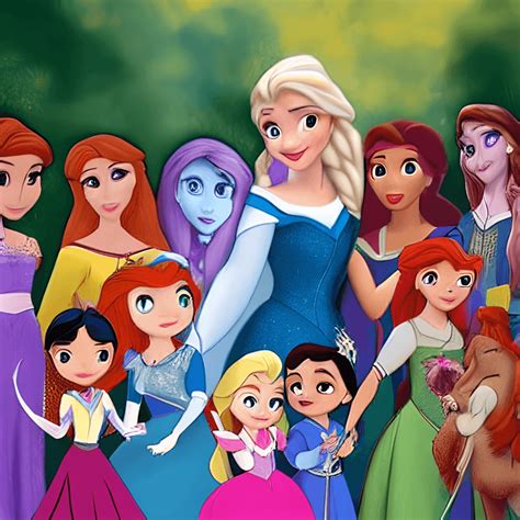 The Disney Princesses Elsa Anna Jasmine Rapunzel Ariel Merida Mulan Creative Fabrica