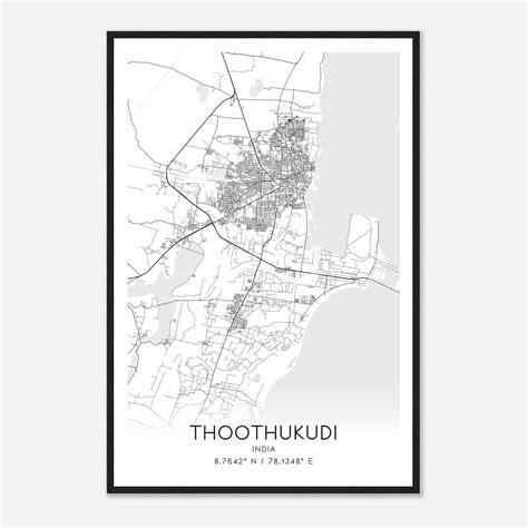 Thoothukudi India Map Poster Thoothukudi City Road Wall Art Print