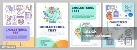 콜레스테롤 검사 브로셔 템플릿 레이아웃입니다 전단지 소책자 선형 그림이있는 전단지 인쇄 디자인 콜레스테롤 수치 조절 연례 보고서 광고 포스터에 대한 벡터 페이지 레이아웃