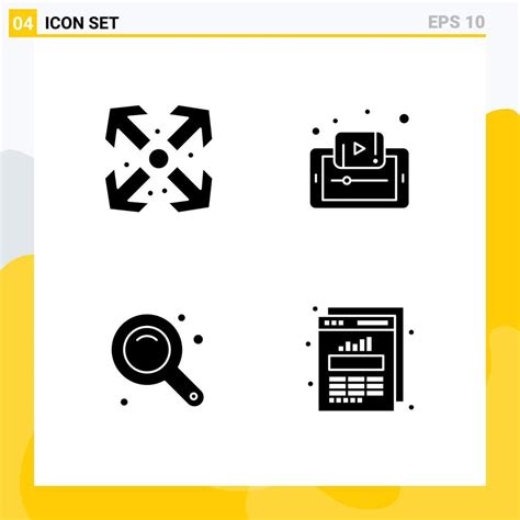 Editable Vector Line Pack of 4 Simple Solid Glyphs of arrows maximize ...