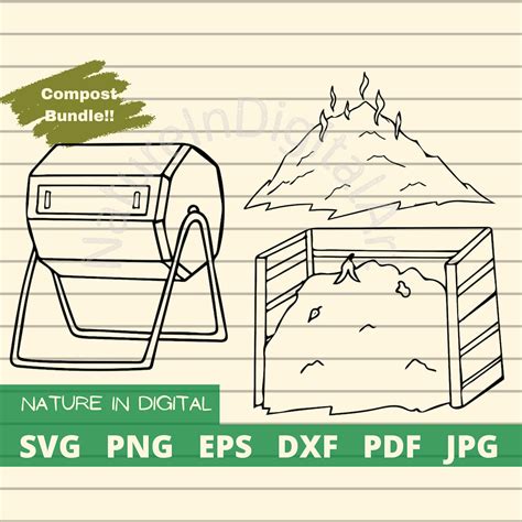 Composting SVG Bundle Compost Tumbler Digital Download Make Garden Soil Clipart Eps Dxf Pdf