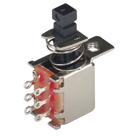 PS F Panel Mount Push Button Switch Self Lock DPDT Solder Lug Through Hole Right Angle DC V